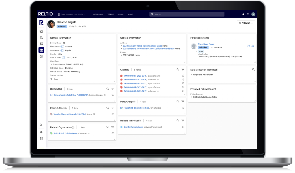 Master Data Management Solution in Insurance - Reltio